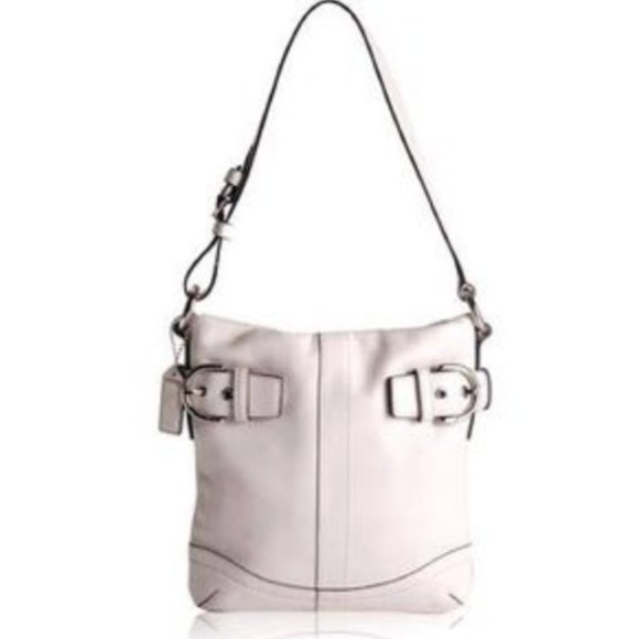 Coach | Bags | Coach Soho Slim Hobo White Leather Buckle Crossbody ...